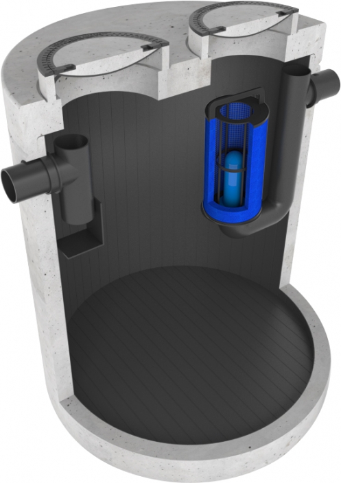 slib-/olieafscheider, beton - 50 l/s - 6.000 liter slibvang klasse B ...