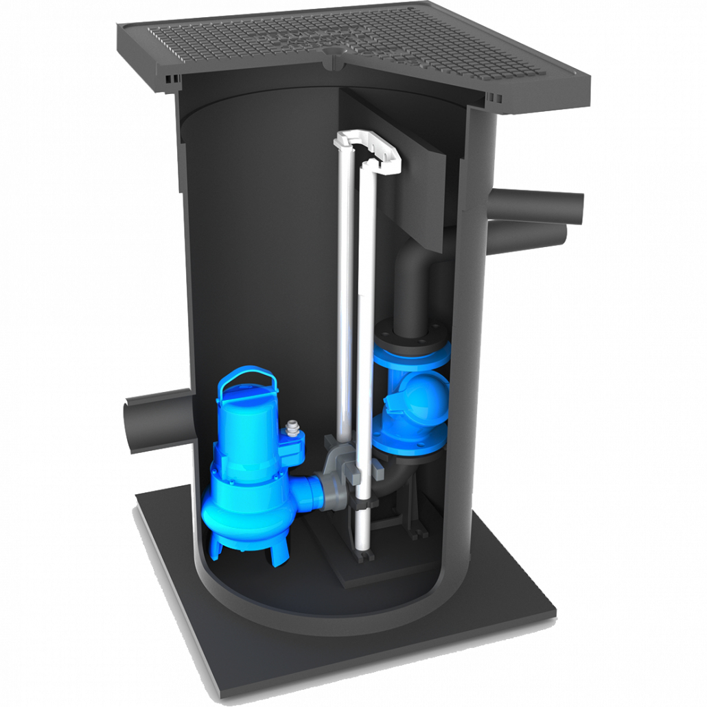 Pompput enkelpomps, HDPE- compleet incl. dompelpomp AMTP48V152WA deksel ...