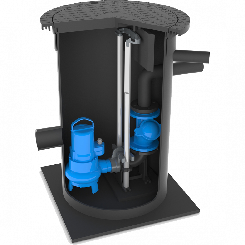 Pompput enkelpomps, HDPE- compleet incl. dompelpomp AMTP48V152WA deksel ...